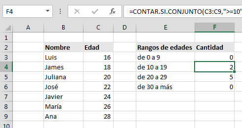 Rangos De Edad En Excel - Descargar Manual